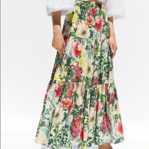 Zara | Skirts | Zara Floral Print Ruffled Skirt | Poshmark